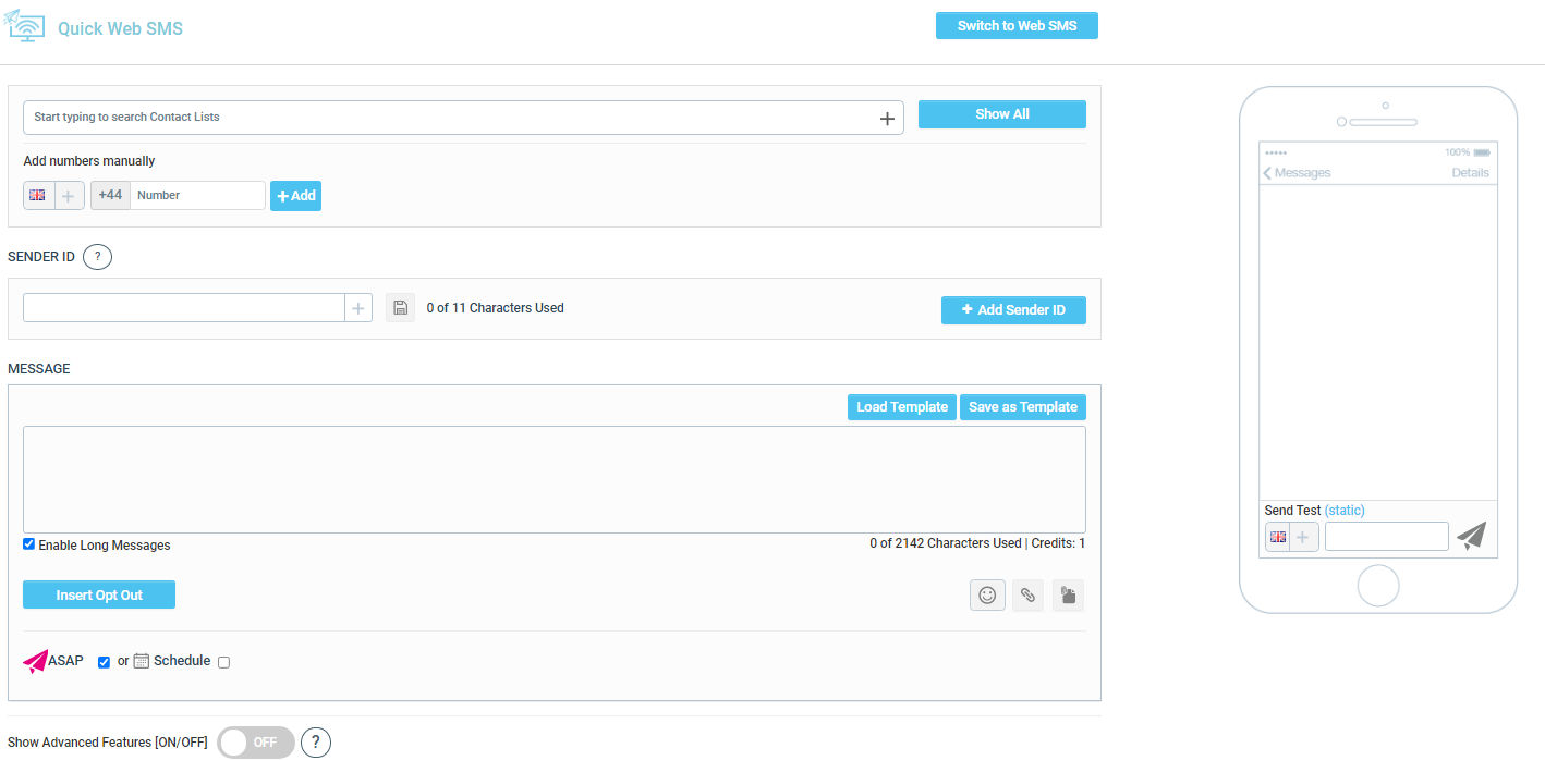 Web SMS Summary
